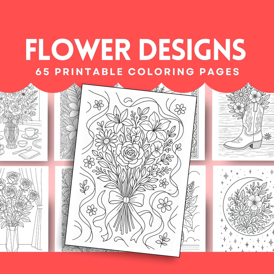 Floral Coloring Pages: 60 Flower Mandalas, Bouquets (PDF Download) - Etsy