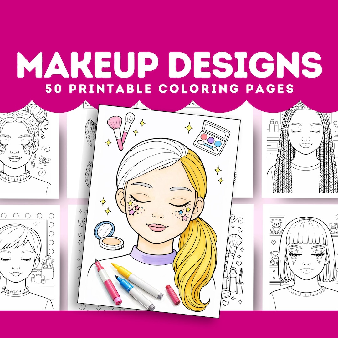 Makeup Coloring Book | 50 Fashion Design Pages (digital Download) - Etsy