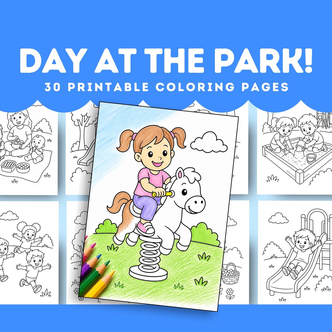 Park Playground Coloring Pages for Kids | 30 Outdoor Scenes (PDF ...