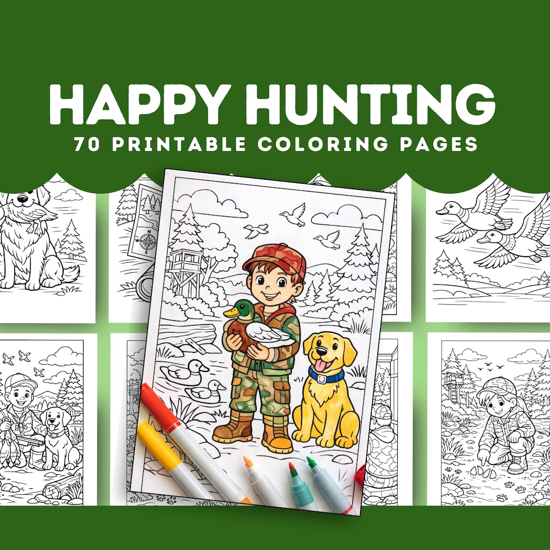 Kids Hunting Coloring Pages – 70 Printable Wildlife Sheets (digital ...