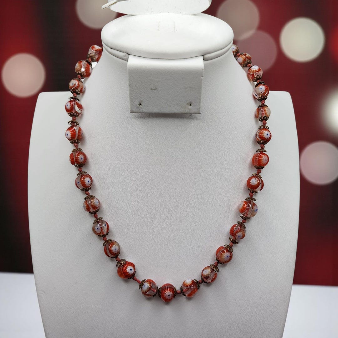 Vintage Murano Millefiori Glass Bead Necklace 1960s Venetian Jewelry ...