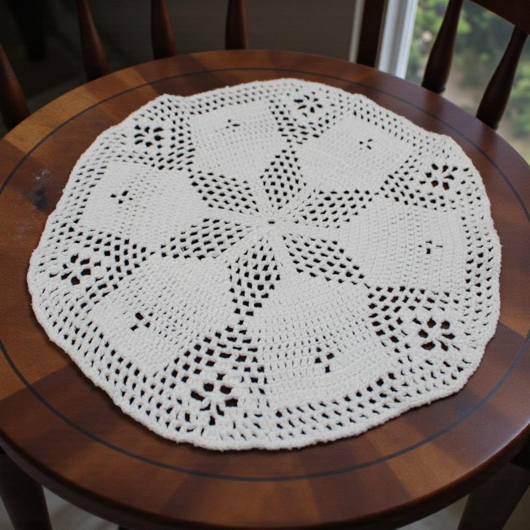 Vintage Hand Crocheted Spoke Mesh Pattern White Cotton Doily 9 ...