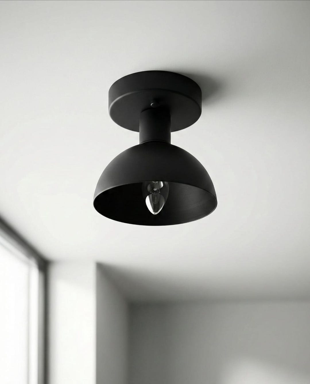 Matt Black Elegant Flushmount Ceiling Light Fixture | Handmade Brass ...