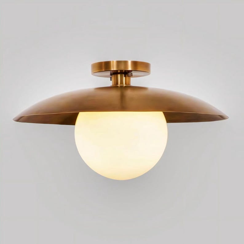 Mid-century Elegant Flushmount Sputnik Chandelier | Modern Raw Brass ...
