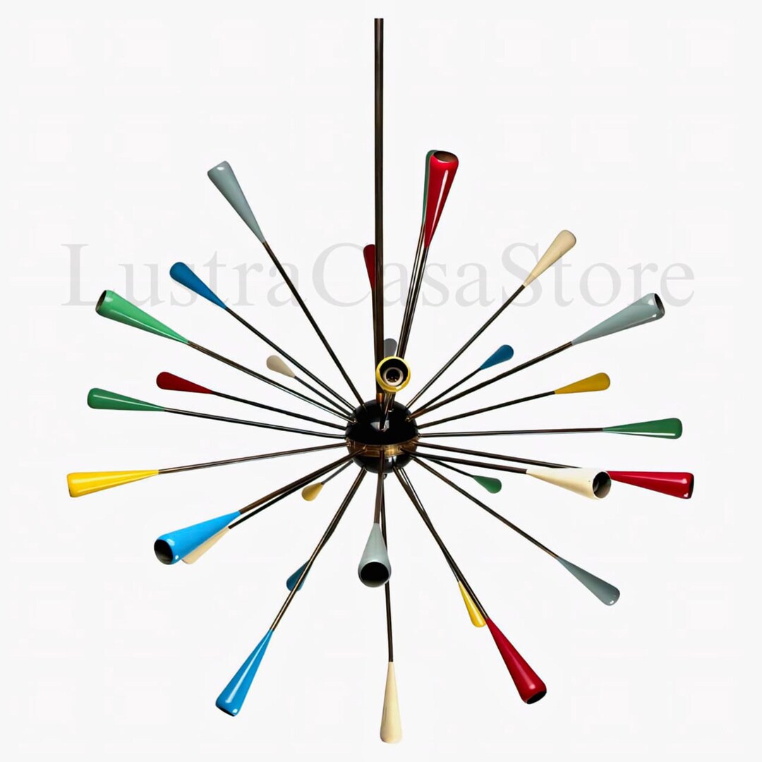 Handcrafted Sputnik Chandelier | Mid Century Modern Colorful Brass ...