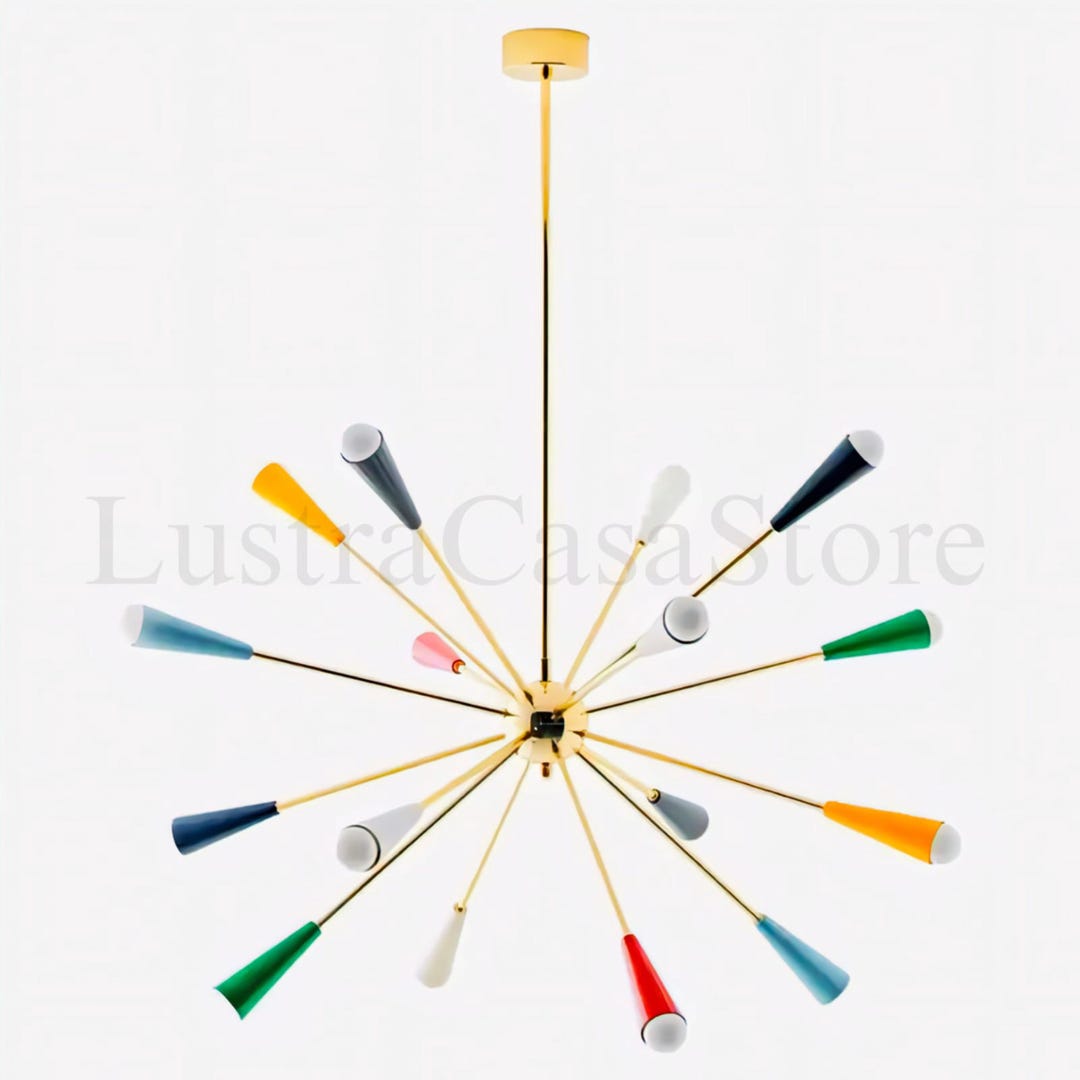 Colorful Sputnik Chandelier | Mid-century Modern Brass Pendant Light - Etsy