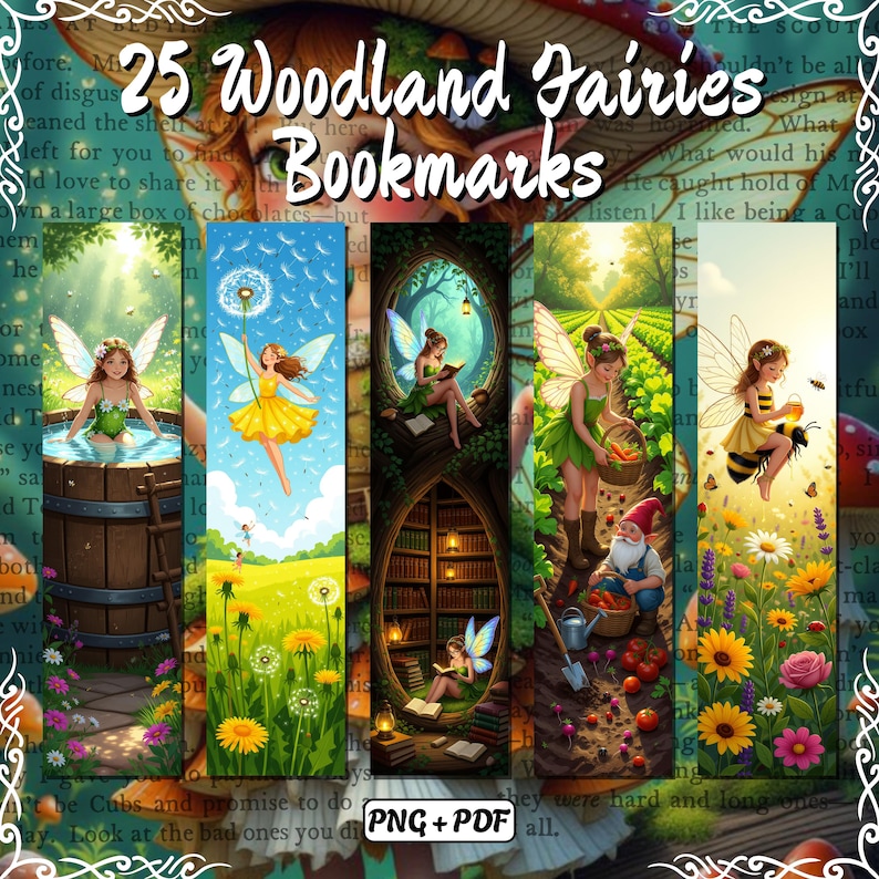 25 Printable Fantasy Bookmarks Bundle | Woodland Fairies Collection ...