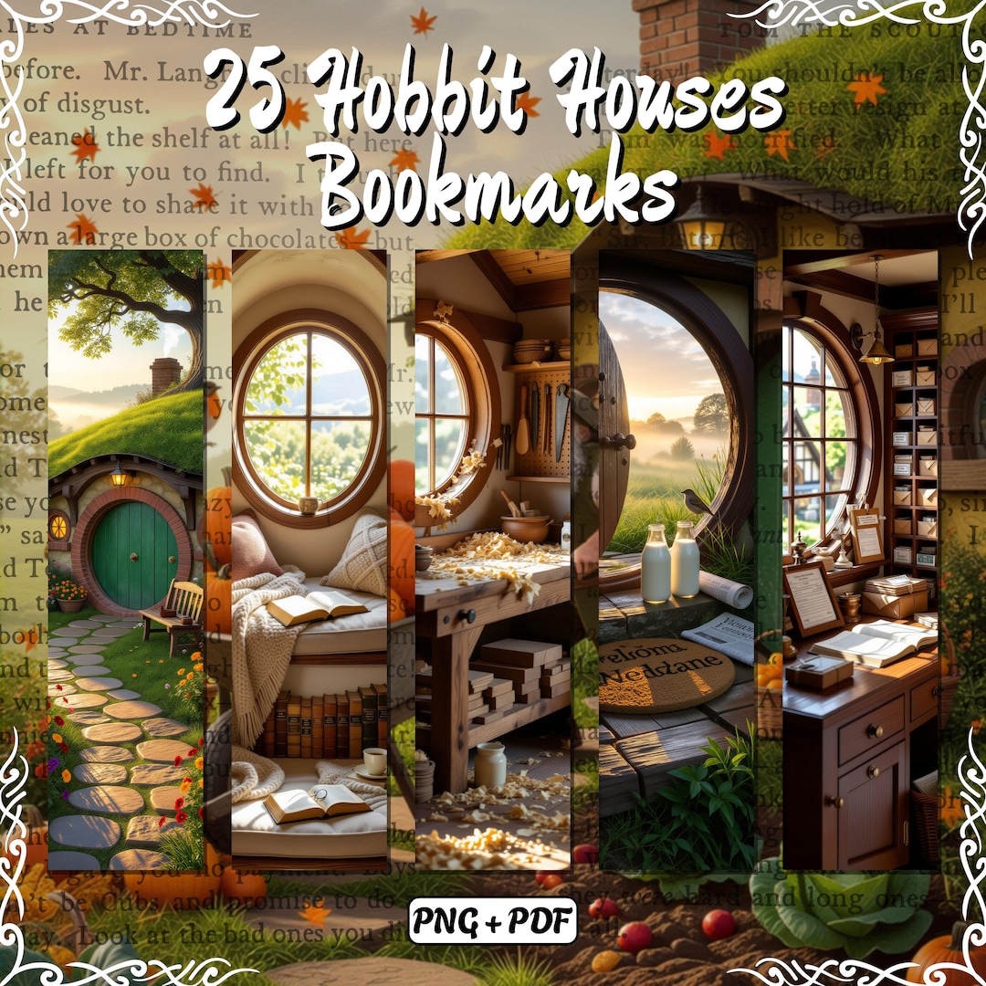25 Printable Fantasy Bookmarks Bundle | Hobbit Houses Collection ...