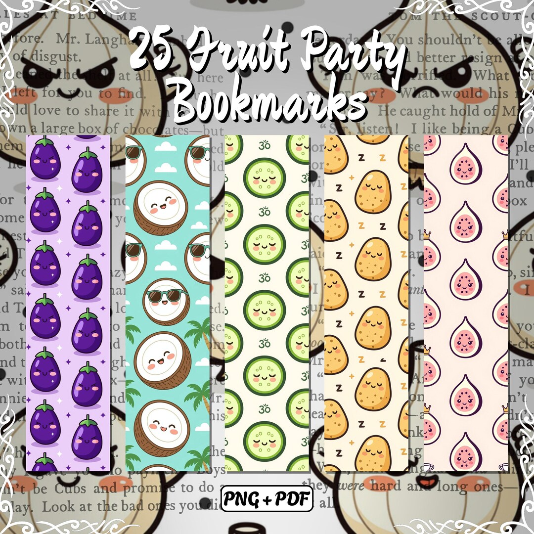 25 Printable Bookmarks Bundle | Fruit Party Collection | Digital ...
