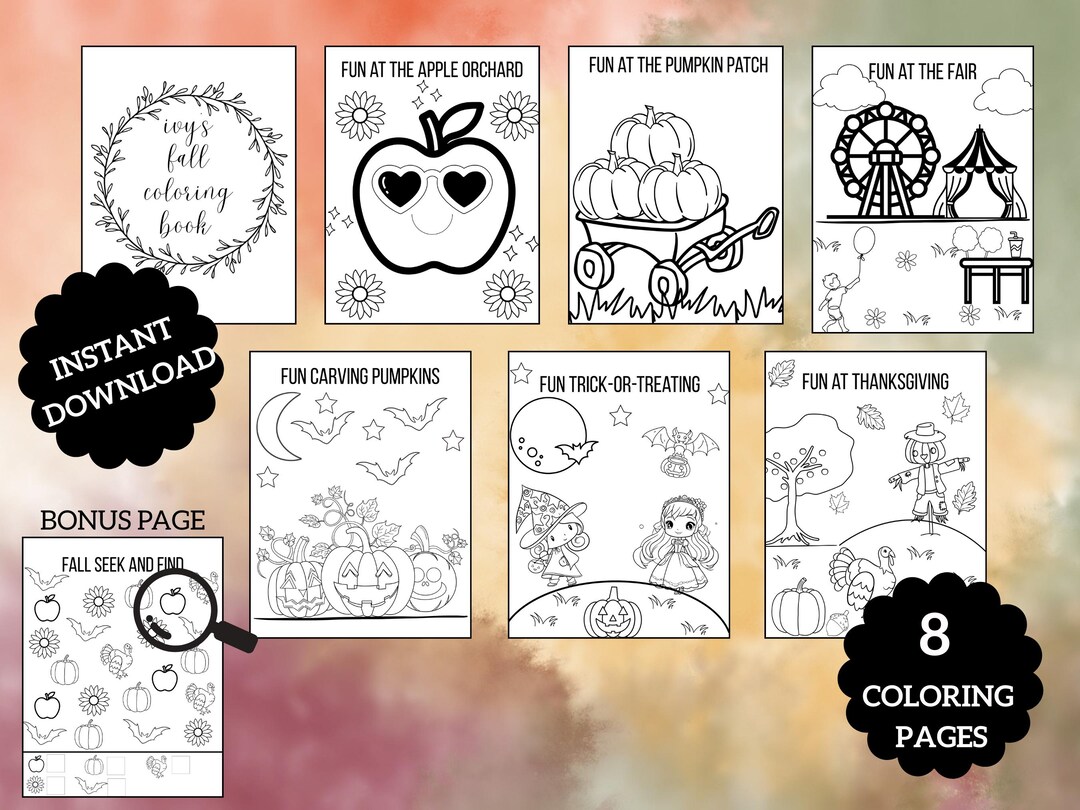 Personalized Fall Coloring Book With a Bonus Seek and Find Page - Etsy
