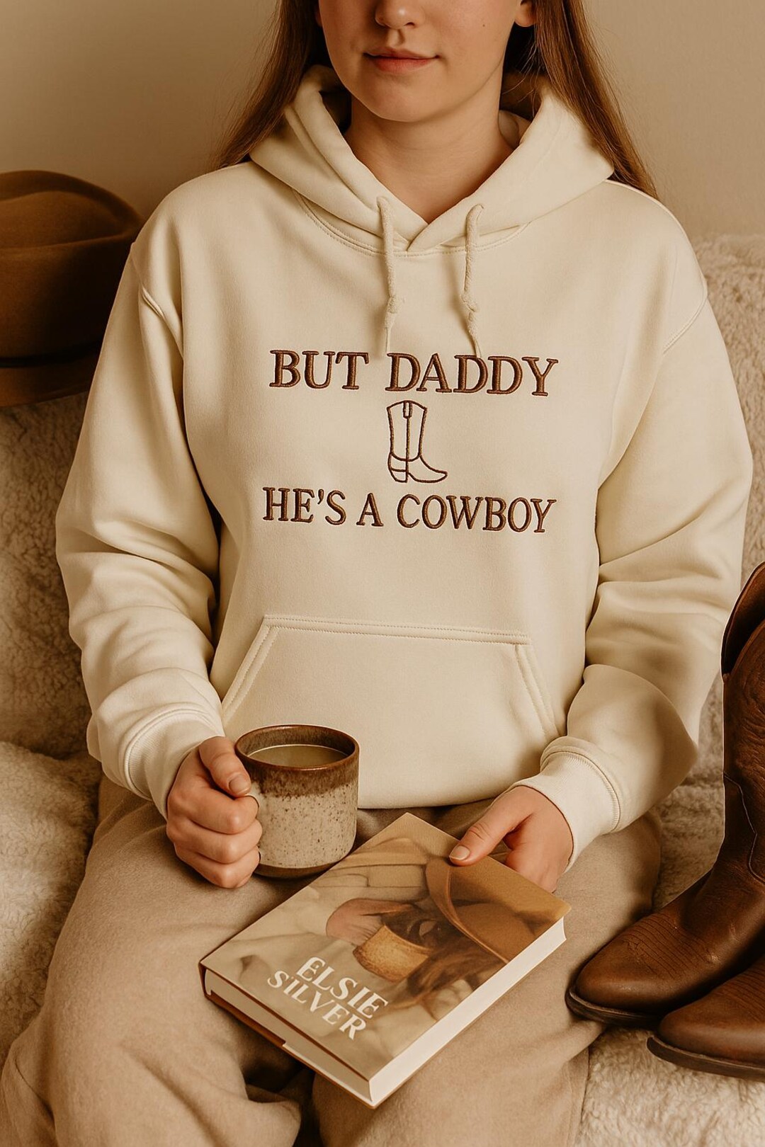 But Daddy He's a Cowboy Embroidered Book Lover Hoodie - Etsy