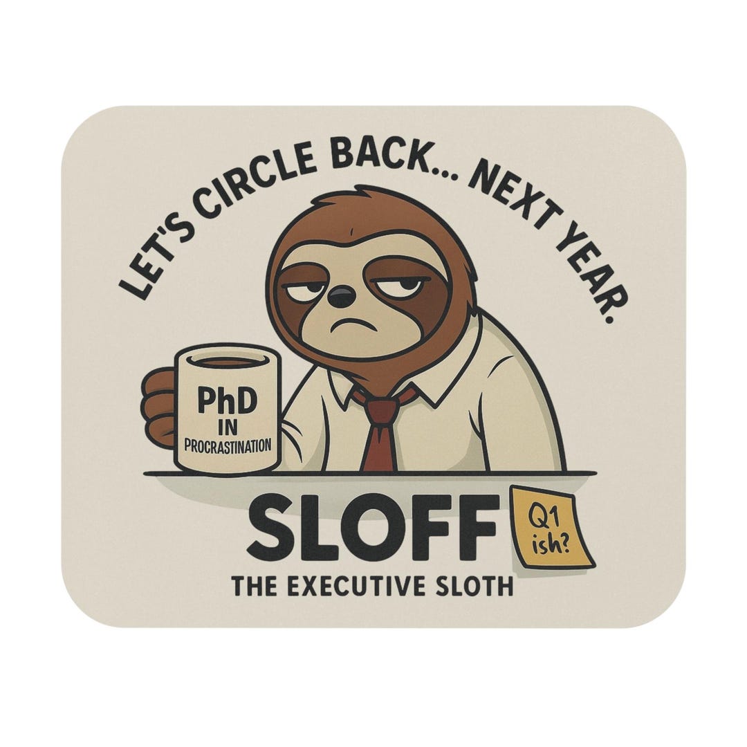 Executive Sloth Mouse Pad | Funny Office Desk Accessory - Etsy