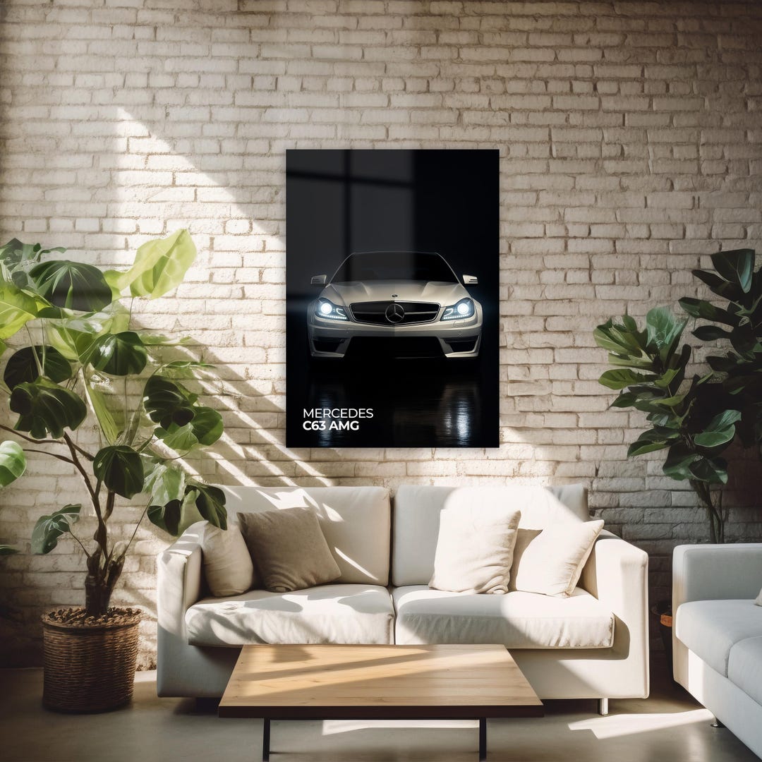 Mercedes C63 Amg Glass and Metal Wall Art : Garage Decor - Etsy