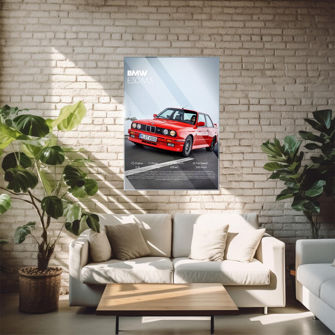BMW E30 M3 Glass Wall Art : Perfect for Garage Decor - Etsy