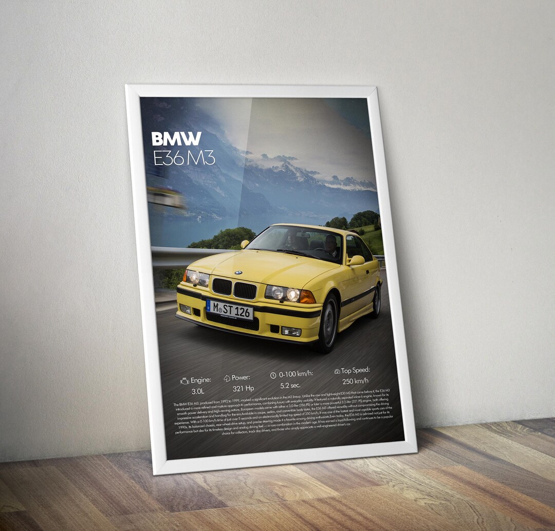 BMW E36 M3 Poster: 90s Euro Sports Car Art (digital Download) - Etsy
