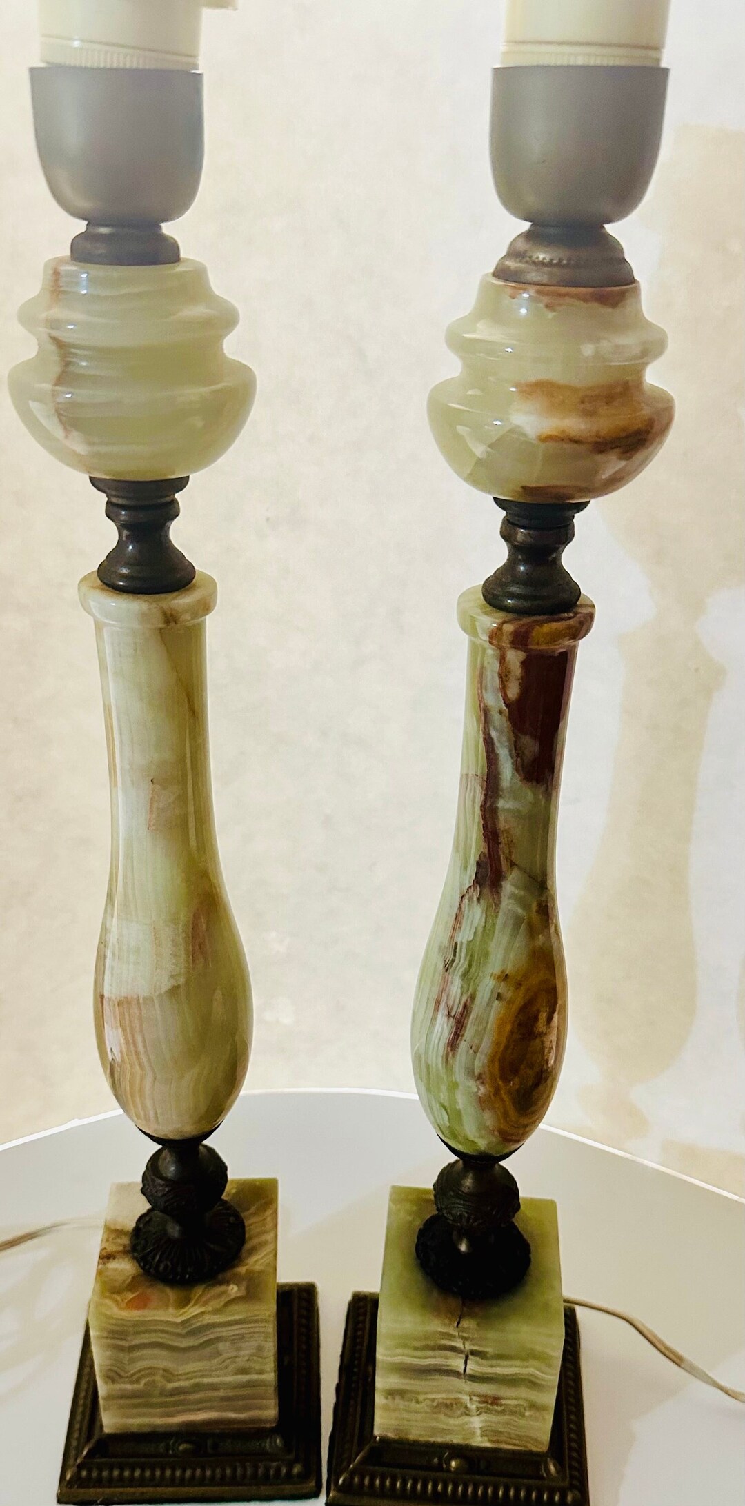Vintage Italian Onyx Marble Alabaster and Brass Lamps. - Etsy