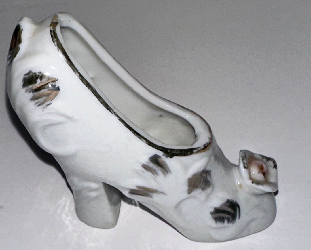 Vintage Porcelain Miniature Shoe With Flower on Toe - Etsy
