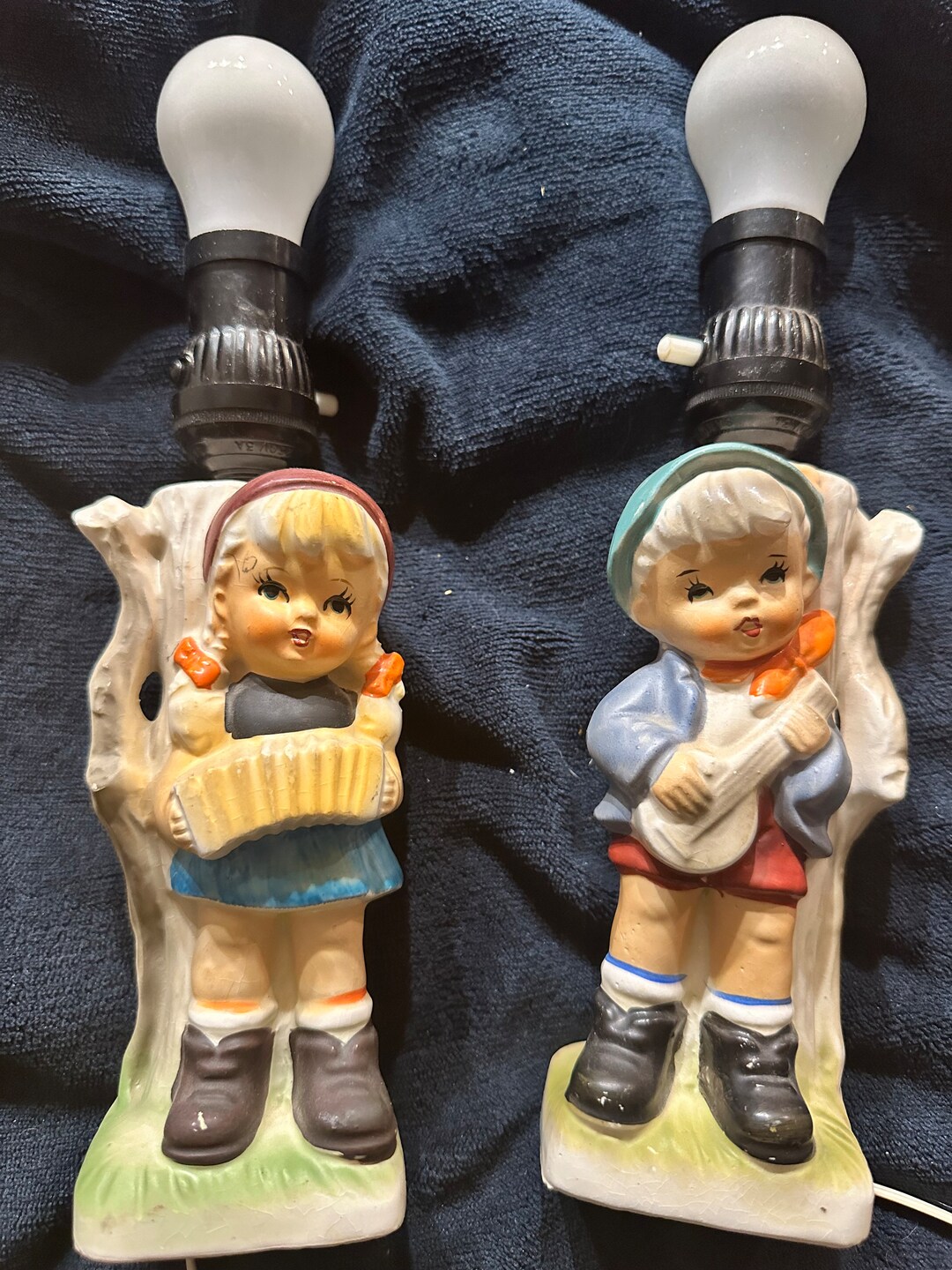 Vintage Hummel-like Set of Children Porcelain Lamps - Japan - Etsy