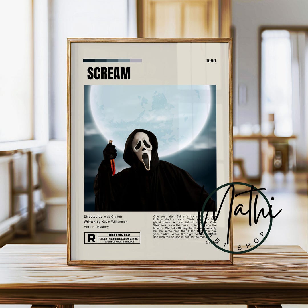 Scream Movie Poster: Ghostface Horror Film Art, Minimalist Halloween ...
