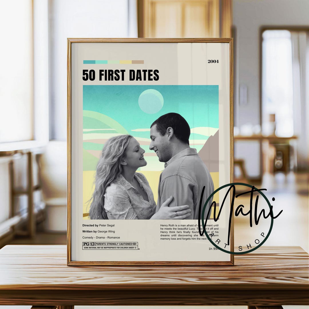 50 First Dates Movie Poster: Minimalist Romantic Comedy Film Art ...