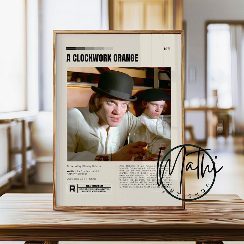 A Clockwork Orange Movie Poster: Minimalist Crime Drama Film Art ...