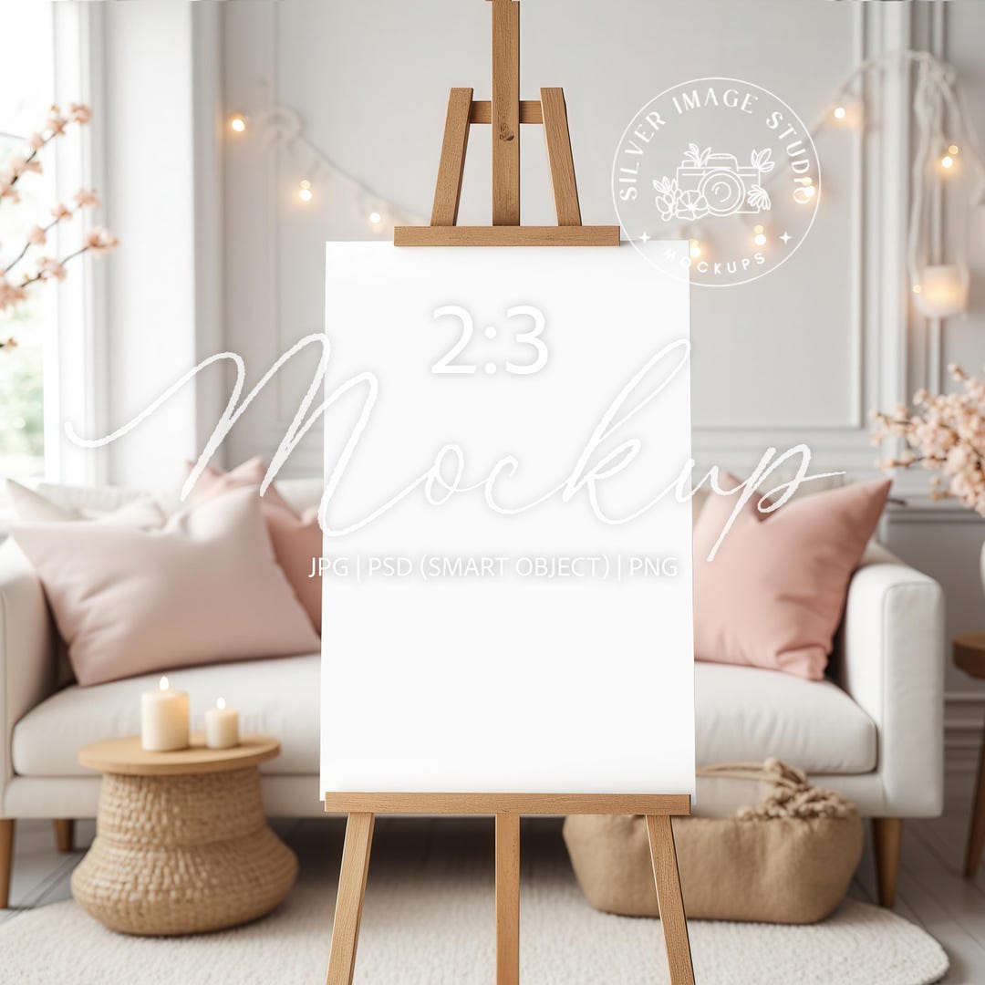 Easel Poster Mockup: 2x3 Aspect Ratio, Pink, Wedding(psd, JPG, PNG ...