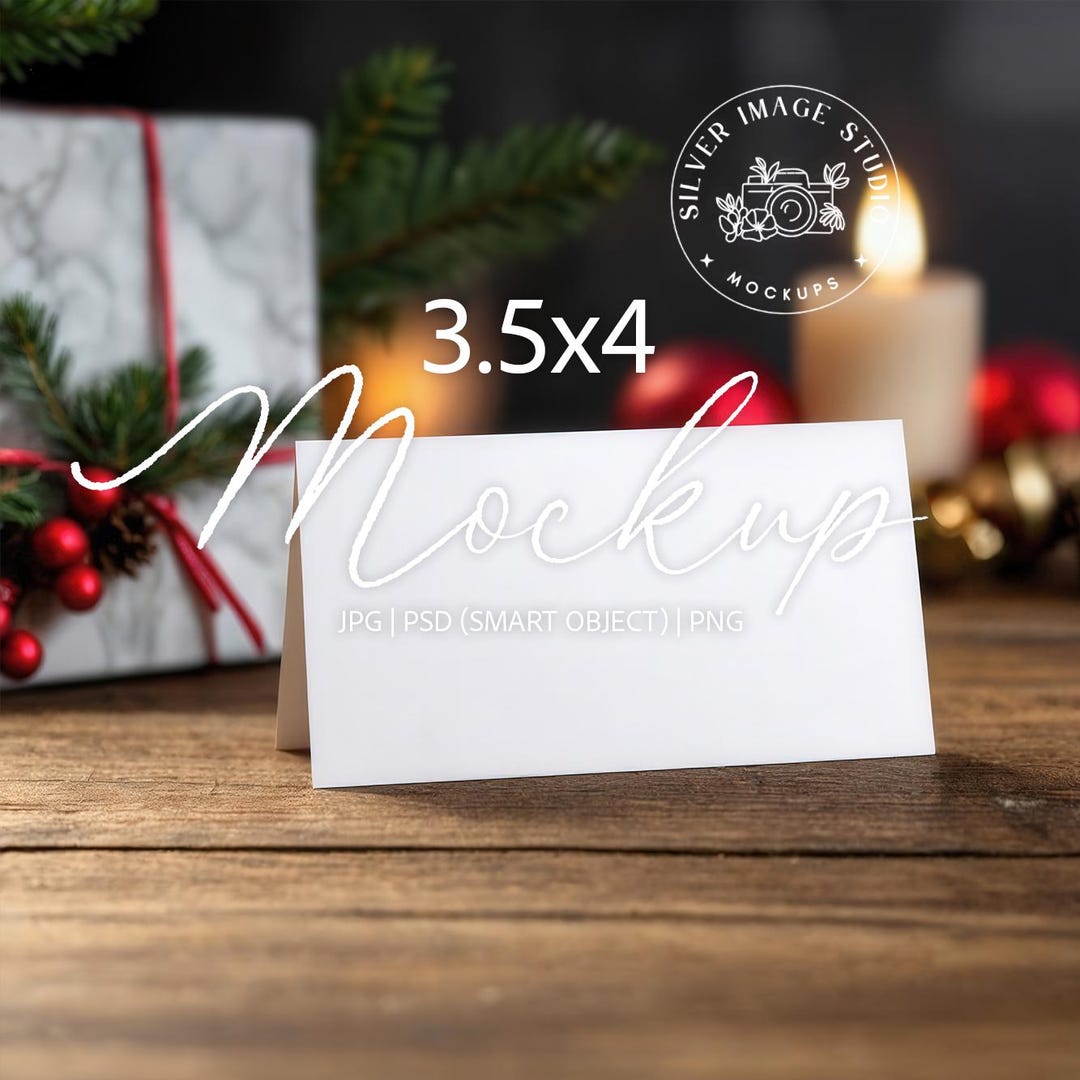 Folded Tent Card Mockup: 3.5x4 Folded, Christmas Buffet Card, Place ...