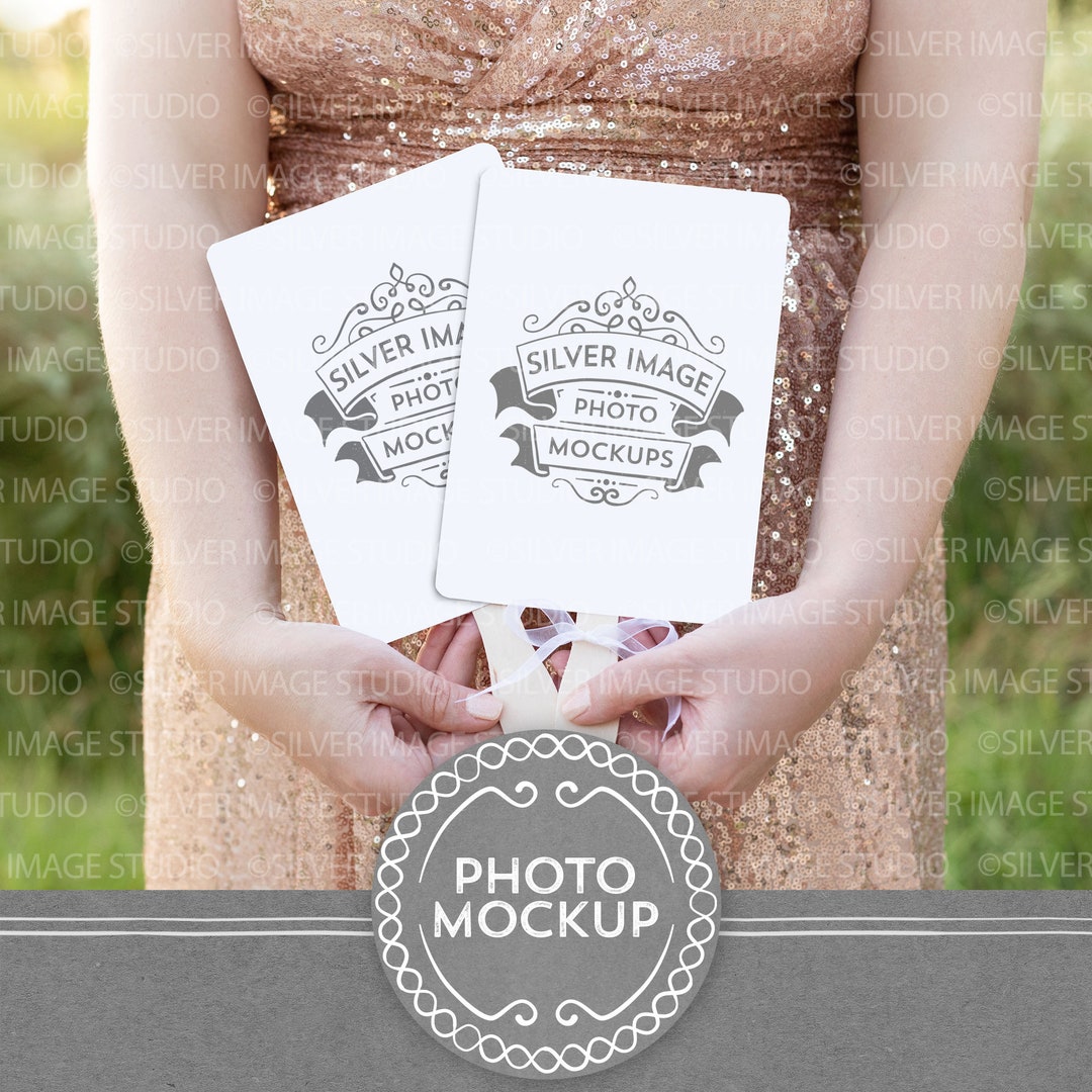 5x7 Program Fan Mockup Photo, Wedding Program Mockup, Rose Gold Dress ...