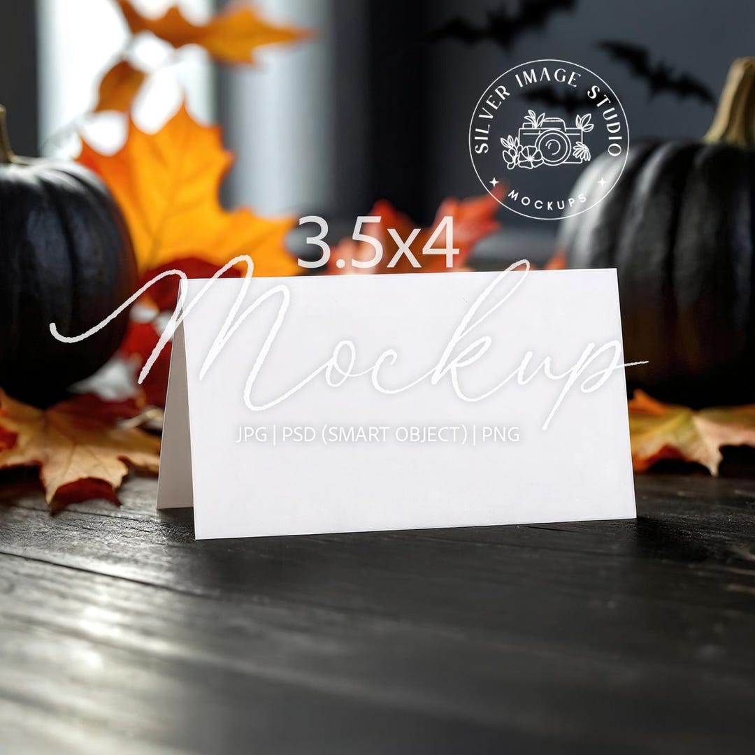 Folded Tent Card Mockup: 3.5x4 Fall, Halloween (PSD, JPG, PNG) - #285MU ...