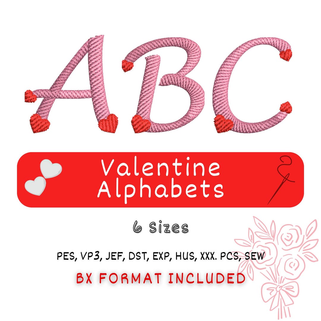 The Happy Heart Valentine's Day Alphabets Machine Satin Embroidery ...