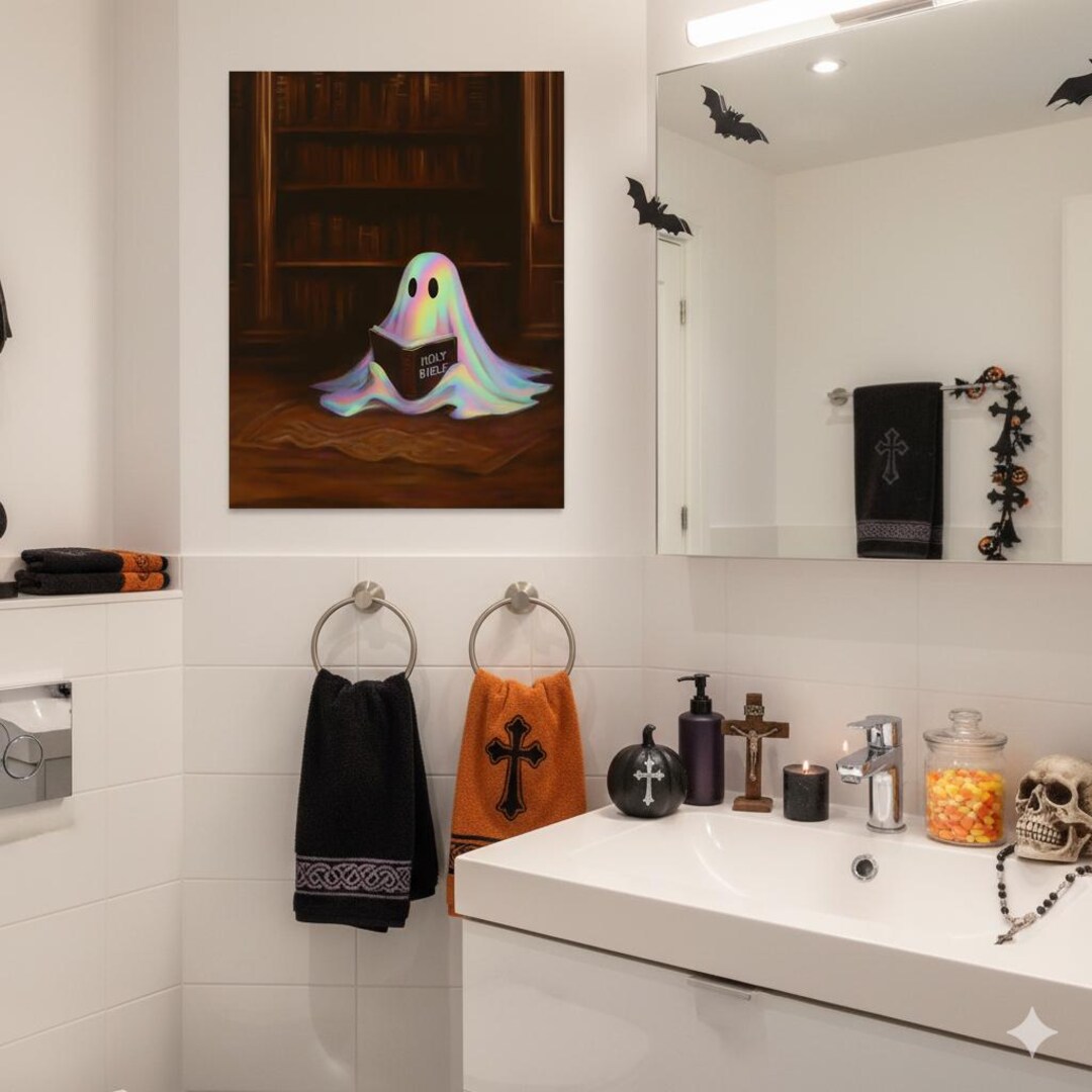 Christian Halloween Matte Vertical Posters, Opalescent Ghost Reading ...