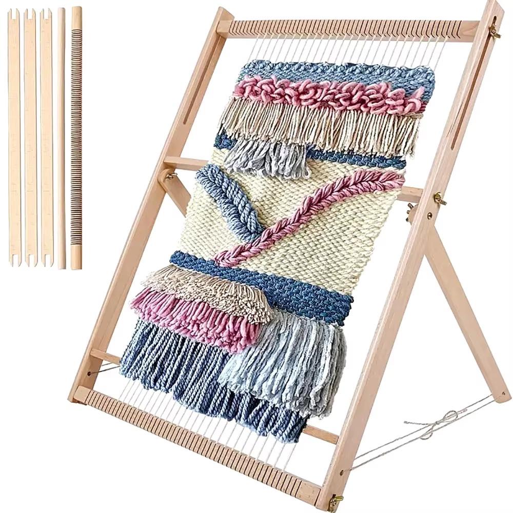 Large Beech Wood Weaving Loom: Beginner Tapestry Frame With Heddle Bar ...