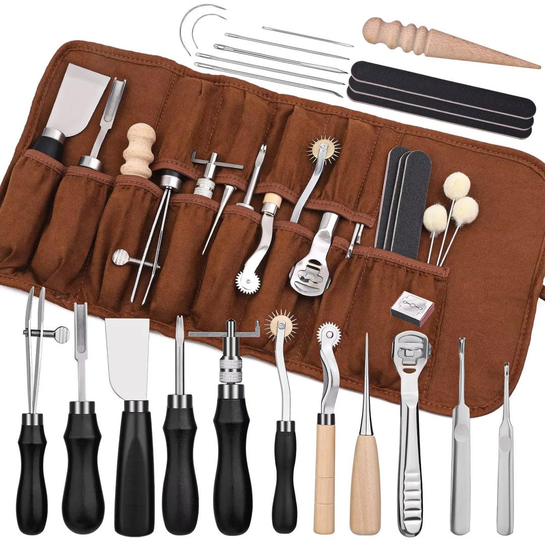 37-piece Leather Craft Tools Kit: Carbon Steel Hand Sewing Set - Etsy