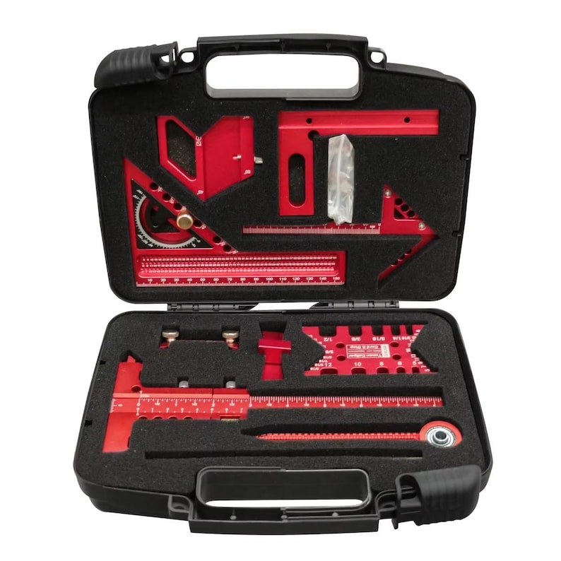 9pcs Woodworking Measuring Square Tool Set Aluminum Scribing Ruler ...