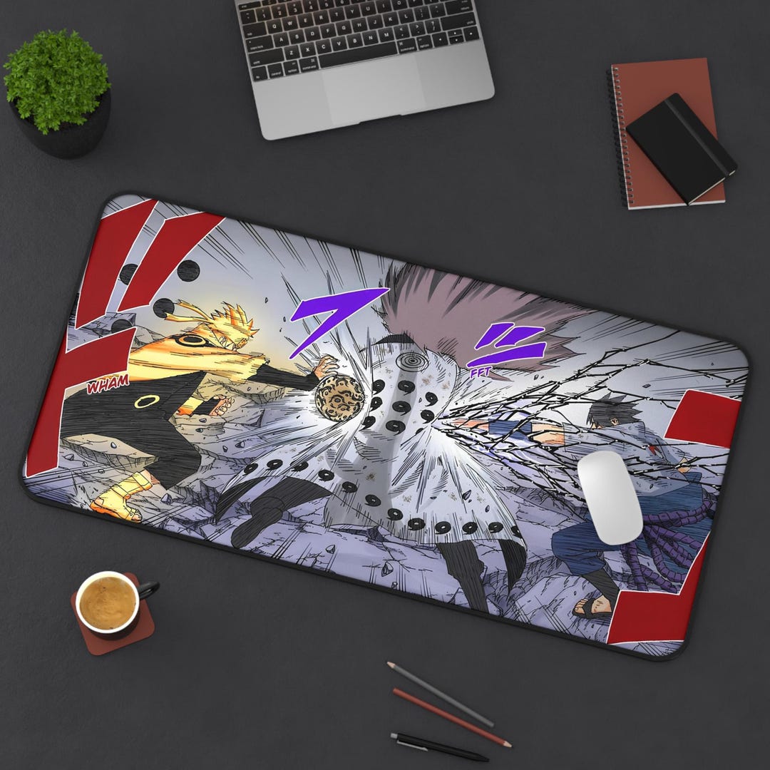 Naruto Inspired Desk Mat, Naruto Vs Sasuke Gaming Mouse Pad, Office ...