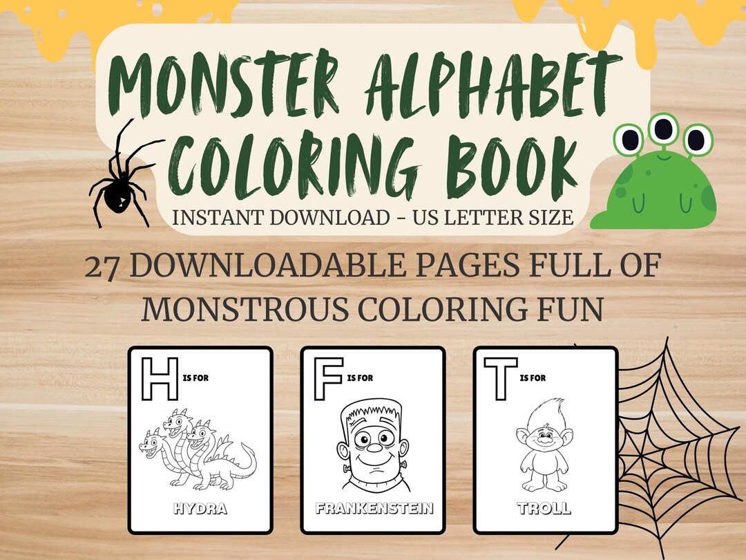 ABC Monster Coloring Book: Spooky Alphabet Learning (digital Download ...