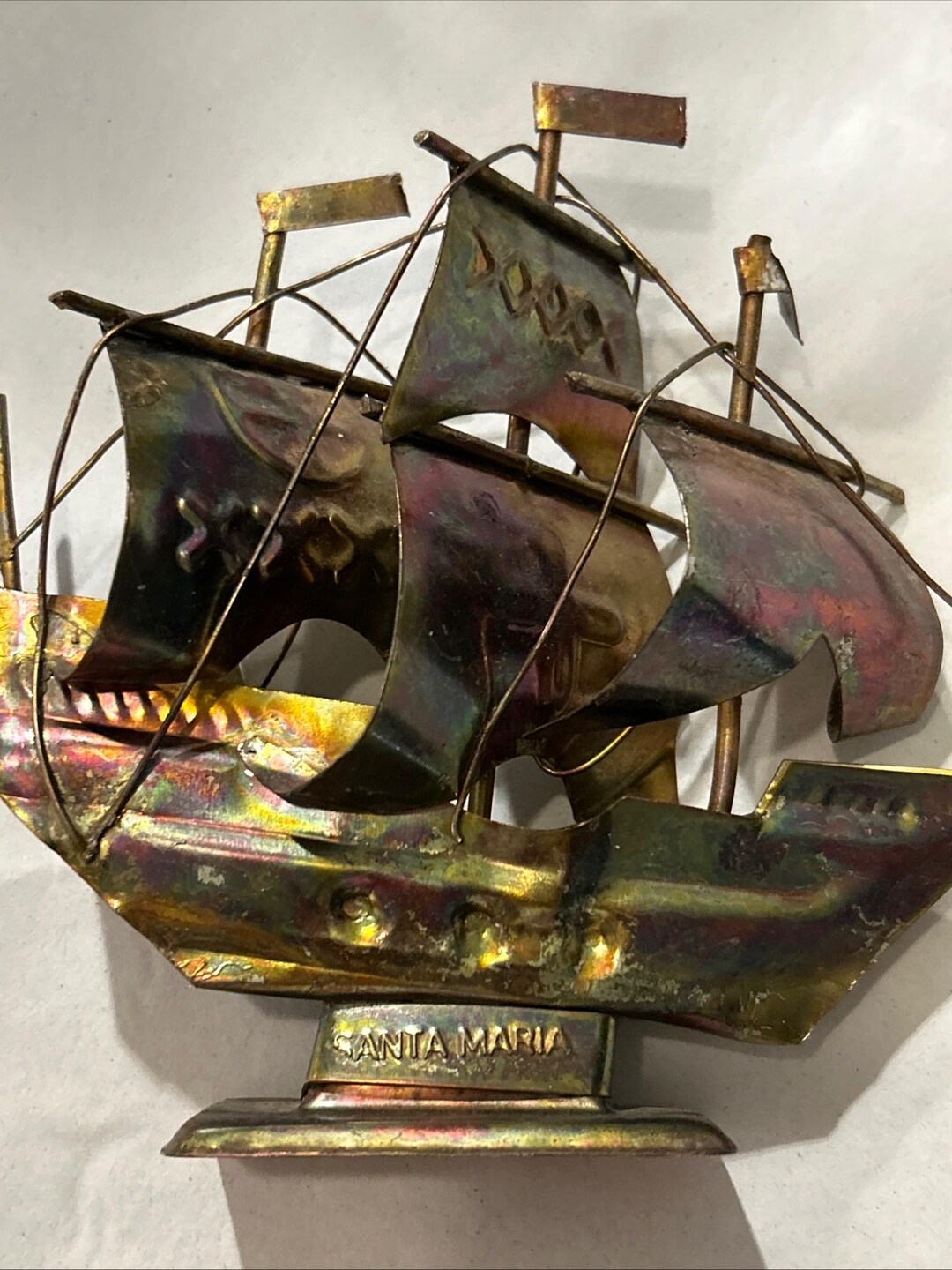 Vintage Brass Santa Maria Ship | Metal Sailing Ship Model | Nautical ...
