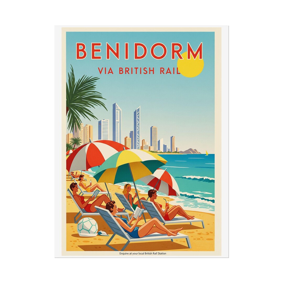 Retro Wall Decor, Benidorm, Vintage Beach Art Print, Poster, Summer ...