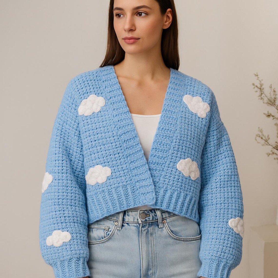 Cloud Cardigan Crochet Pattern: Linen Moss Stitch, Adjustable Sizing ...