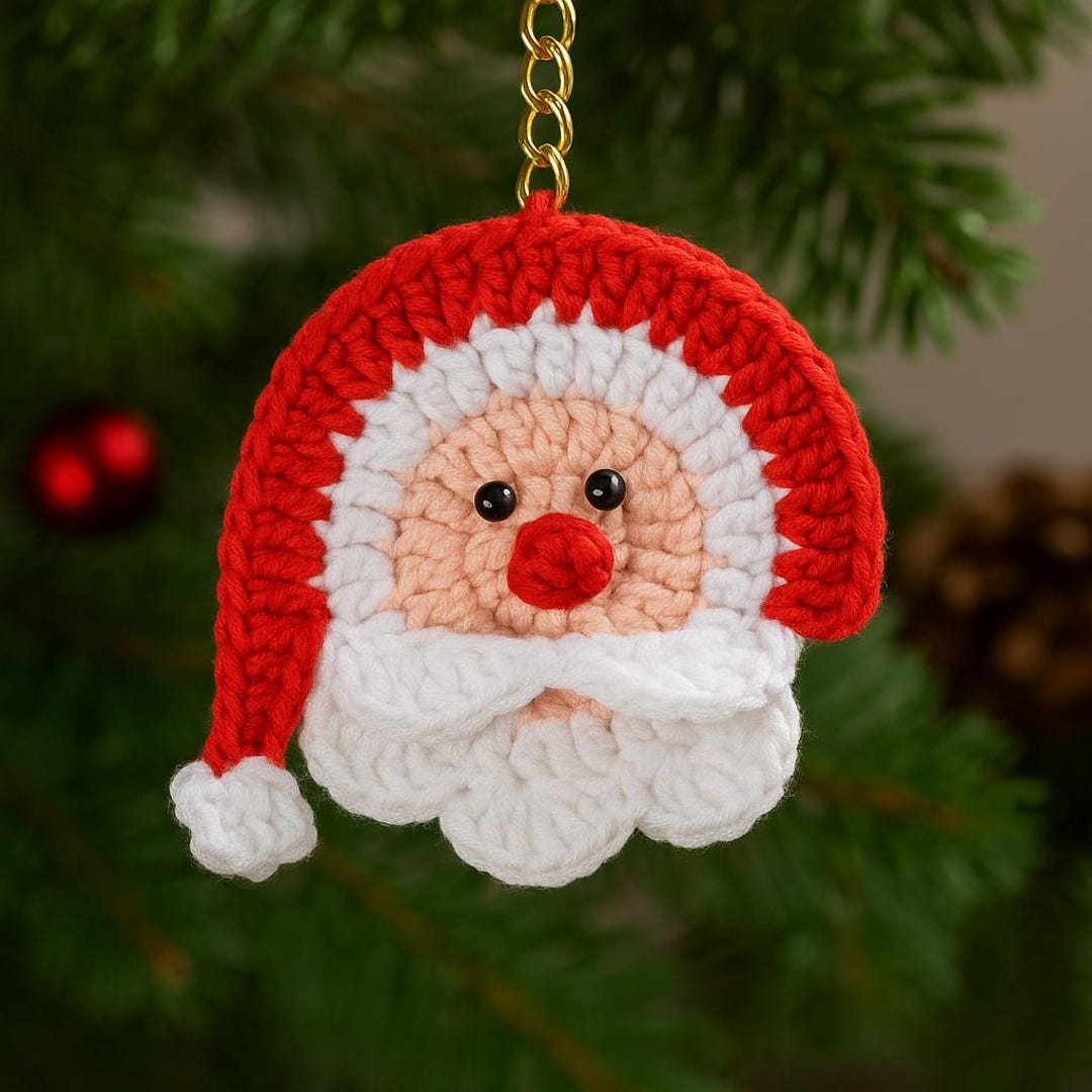 Crochet Santa Keychain PDF Pattern : Ornament, Fast & Beginner-friendly ...