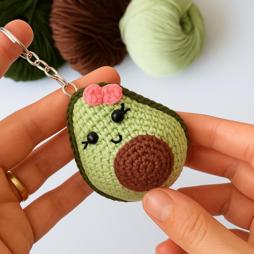 Crochet Avocado Keychain PDF Pattern: Amigurumi Kawaii Bag Charm - Etsy