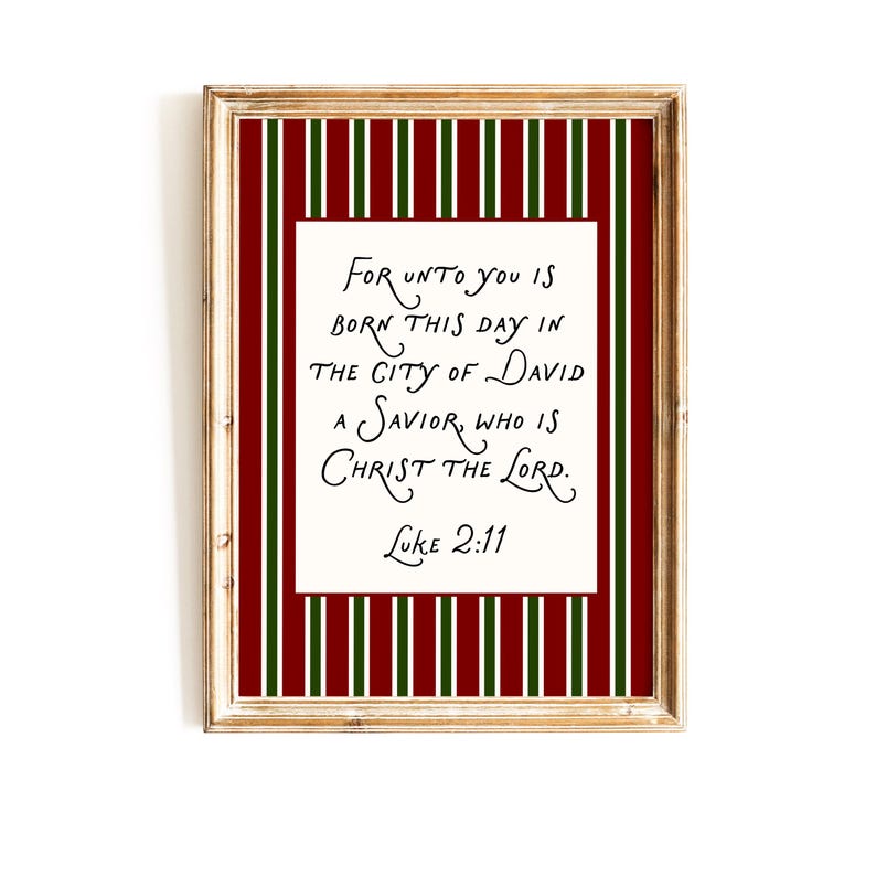 The Christmas Story Nativity Bible Verse Modern Holiday Wall Art Red ...