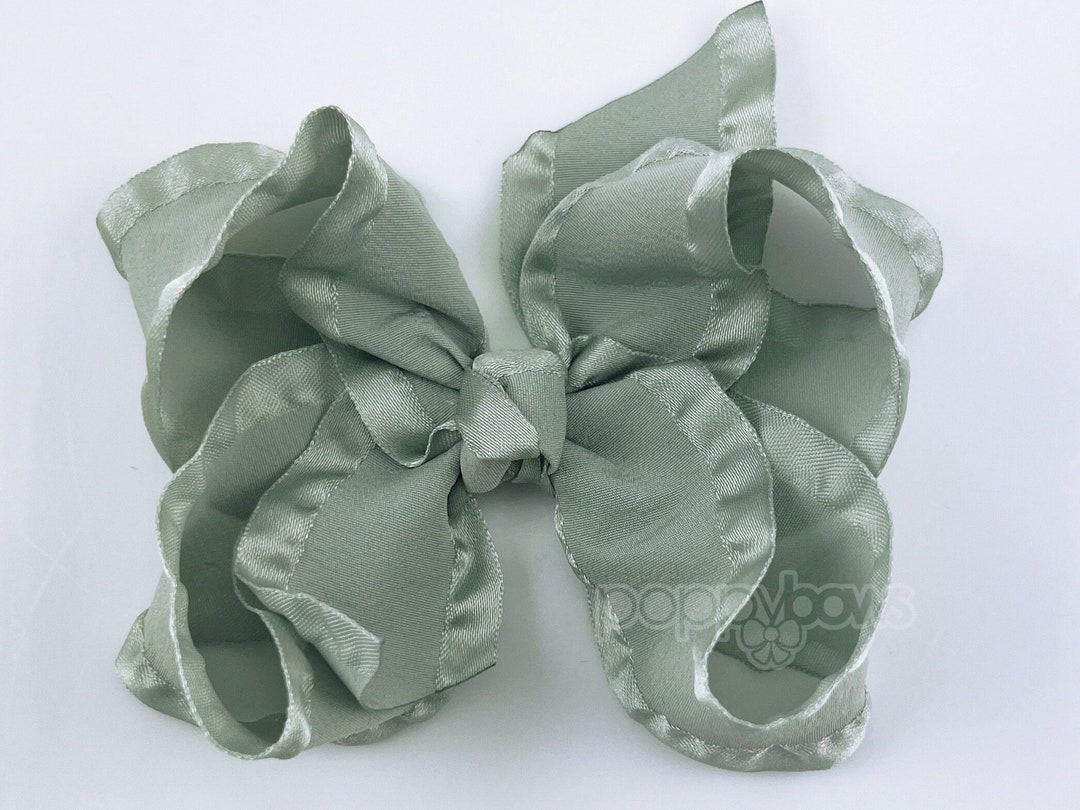 Sage Hair Bow / Light Green Ruffle Ribbon Hair Bow for Girls / Girls ...
