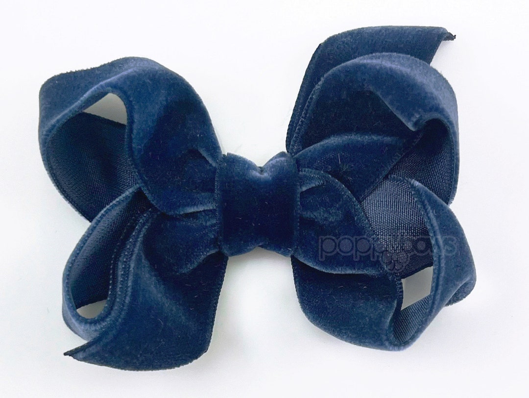 Sapphire Blue Velvet Hair Bow / 3 Inch Velvet Hair Bows for Girls ...
