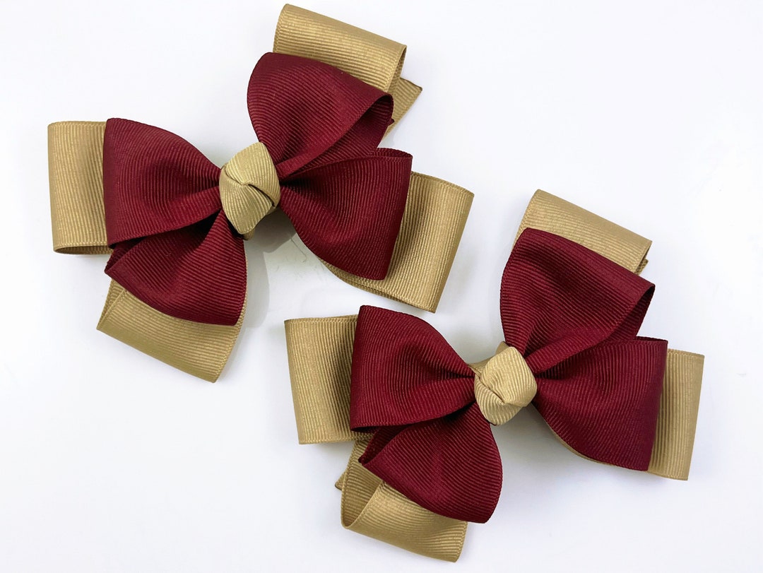 School Uniform Hair Bow Burgundy and Khaki Back to School Hair Bows ...