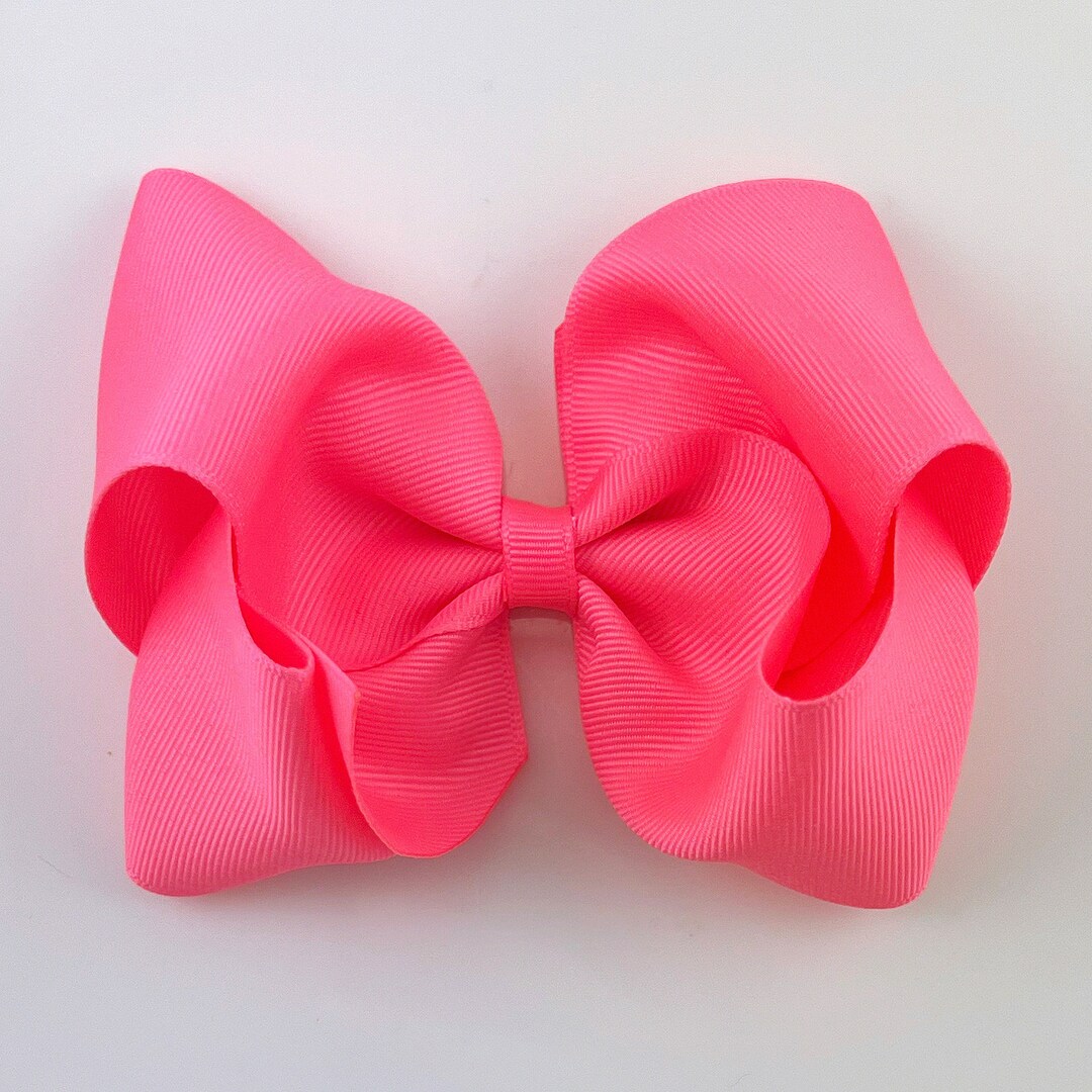 Neon Pink Hair Bow 4 5 To 5 Inch Girls Hair Bows Grosgrain Bows