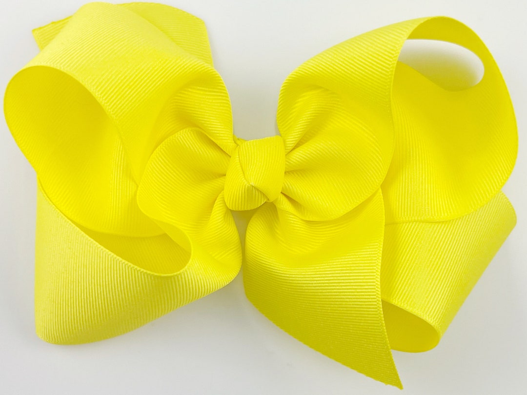 Yellow Hair Bows for Girls in Lemon / Extra Large 6 Inch Grosgrain ...