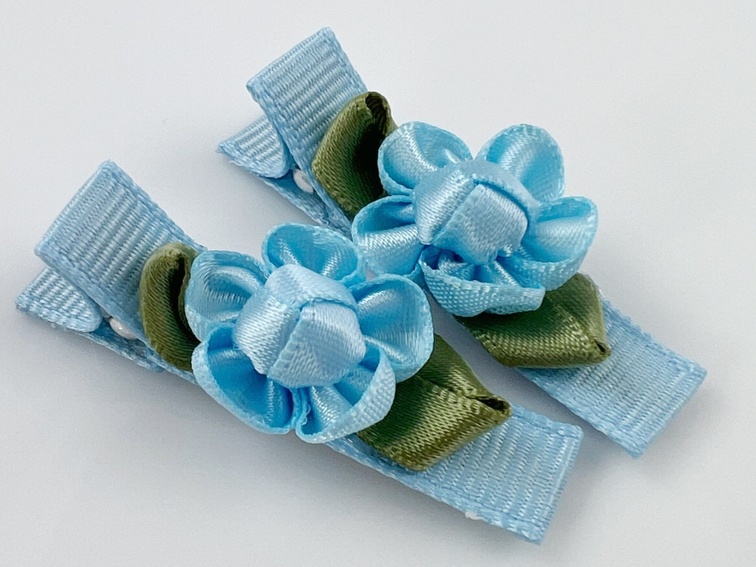 Flower Hair Clips for Baby / Light Blue Flower Hair Clips for Girls ...