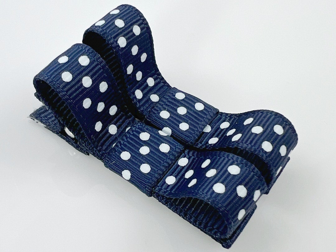 Navy Blue Polka Dot Hair Clips, Small Hair Clips, Baby Hair Clips ...