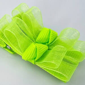 Neon Green Hair Clips in Sheer Organza / Baby Hair Clips / Baby ...